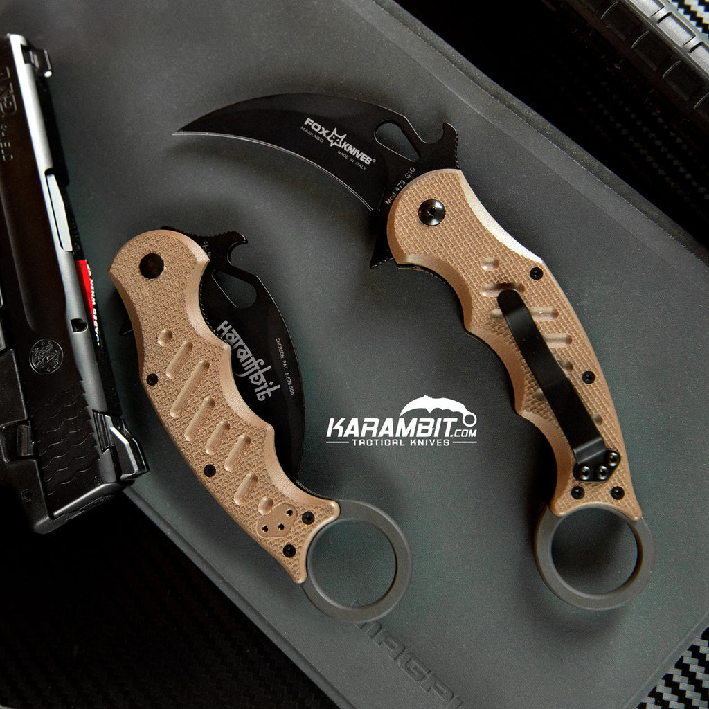 Fox Knives 479 Dark Earth G10 Folding Karambit w/ Emerson Wave